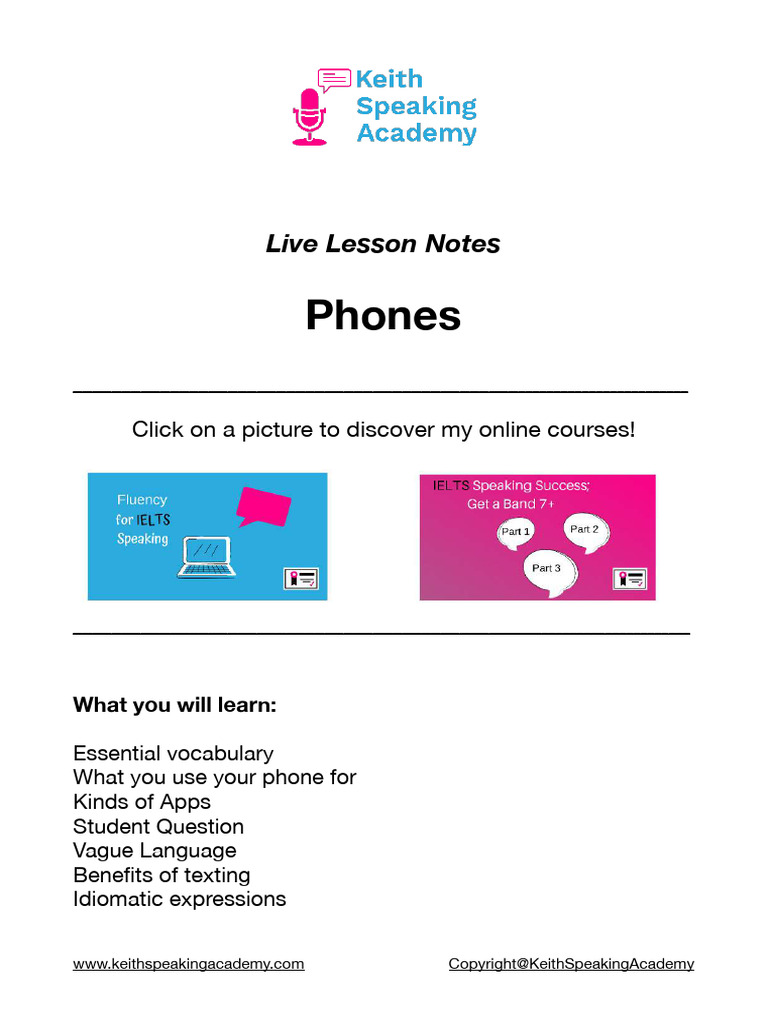 Phones Lesson Notes | PDF | Vocabulary | Text Messaging