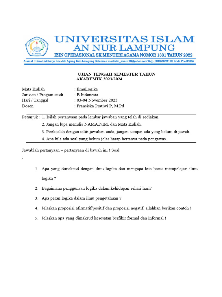 Soal Jawaban Uts B.indonesia | PDF