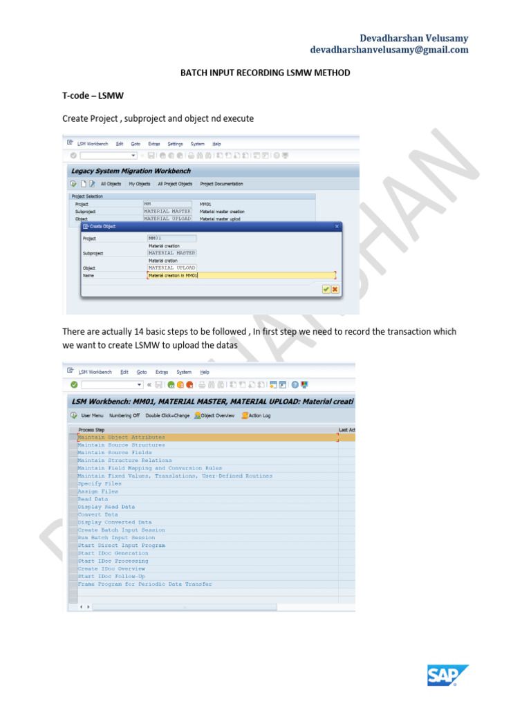 Batch Input Recording Lsmw Method Pdf Software Computing 