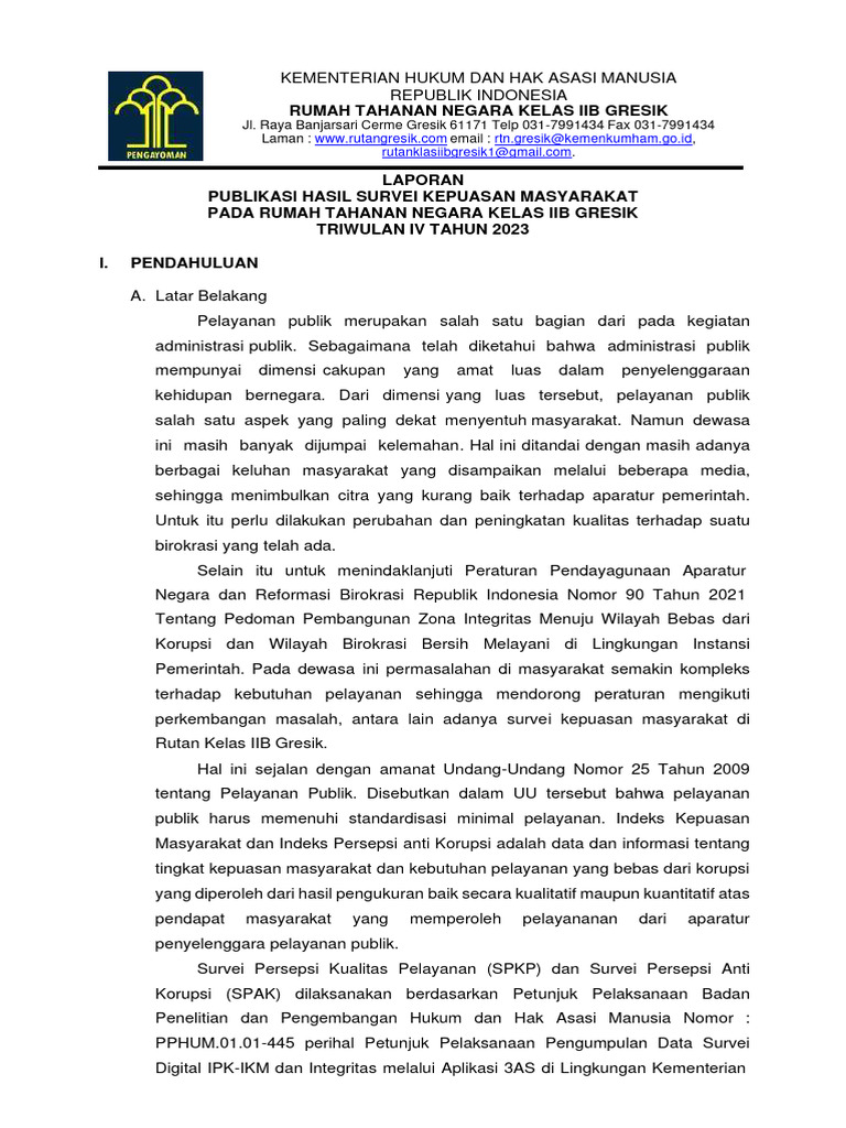 B. LAPORAN PUBLIKASI SURVEY IPK IKM B12 Terbaru | PDF | Bisnis | Ilmu Sosial