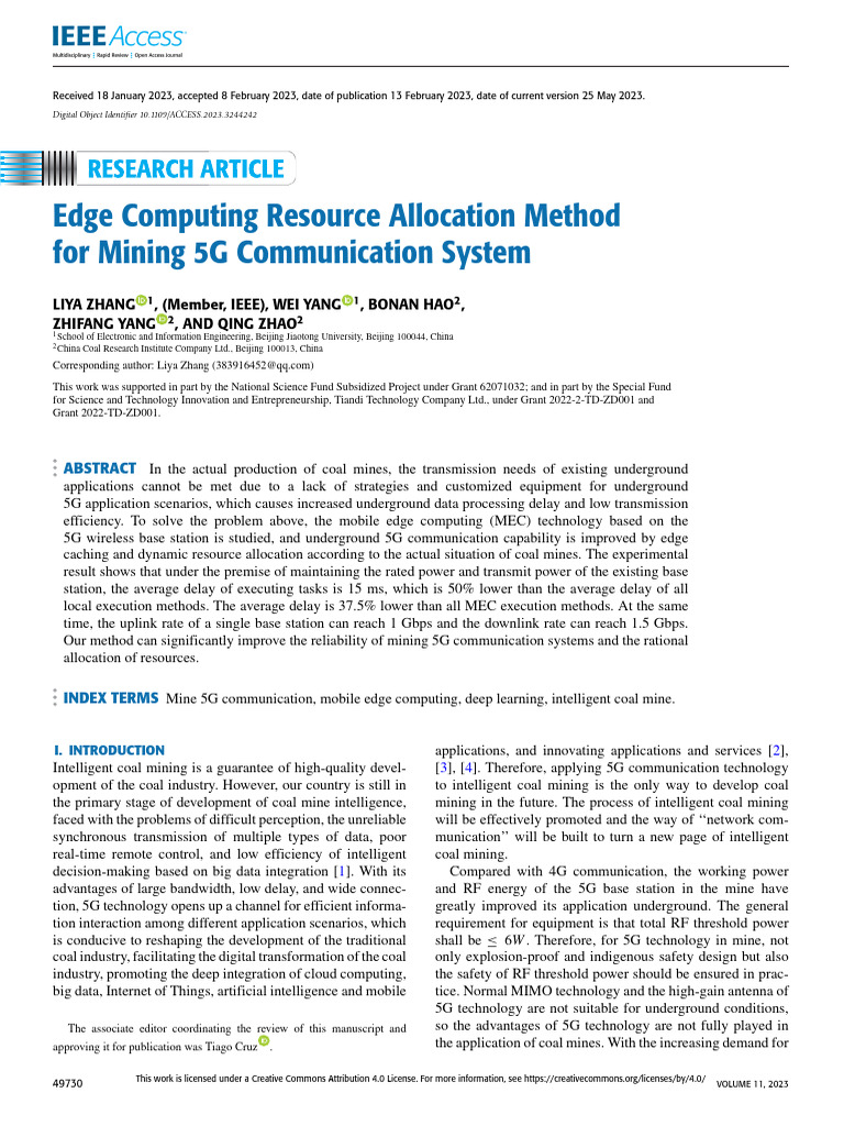 Edge Computing Resource Allocation Method For Mining 5g Communication System Pdf Wireless
