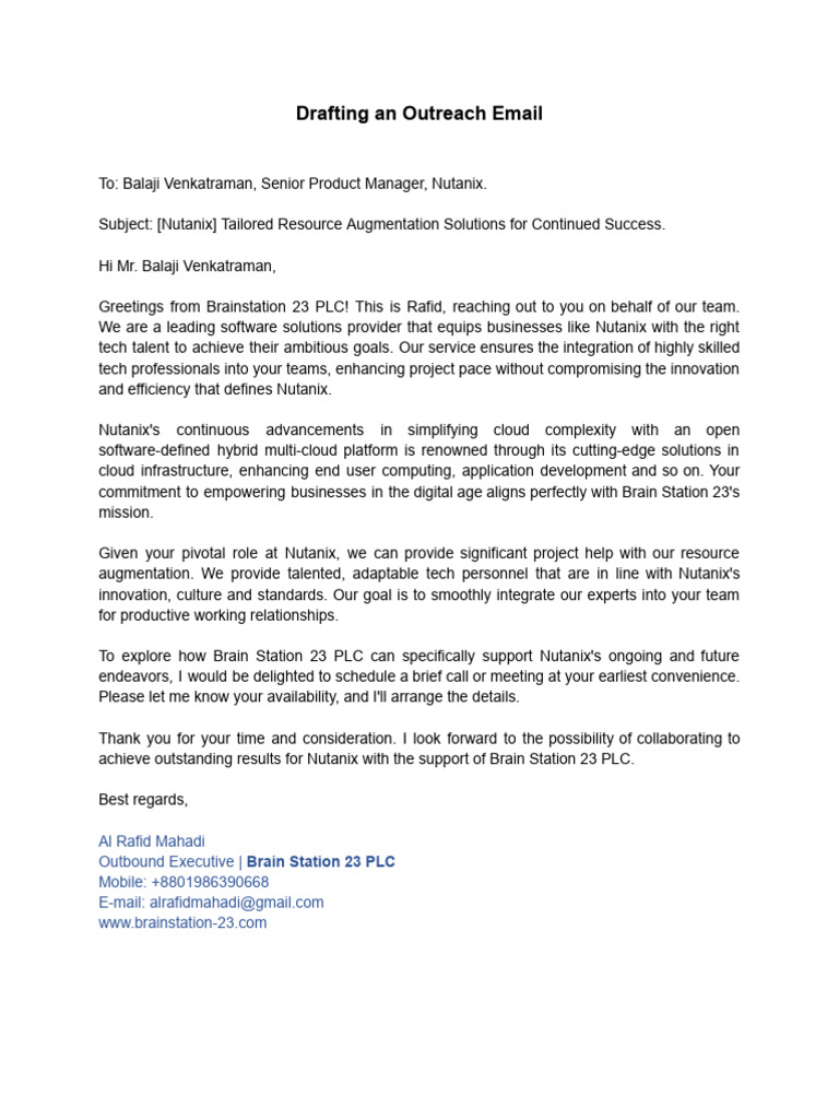 Task 02 - Drafting An Outreach Email | PDF