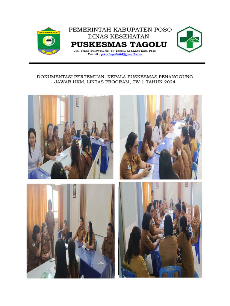 Puskesmas Tagolu: Pemerintah Kabupaten Poso Dinas Kesehatan | PDF