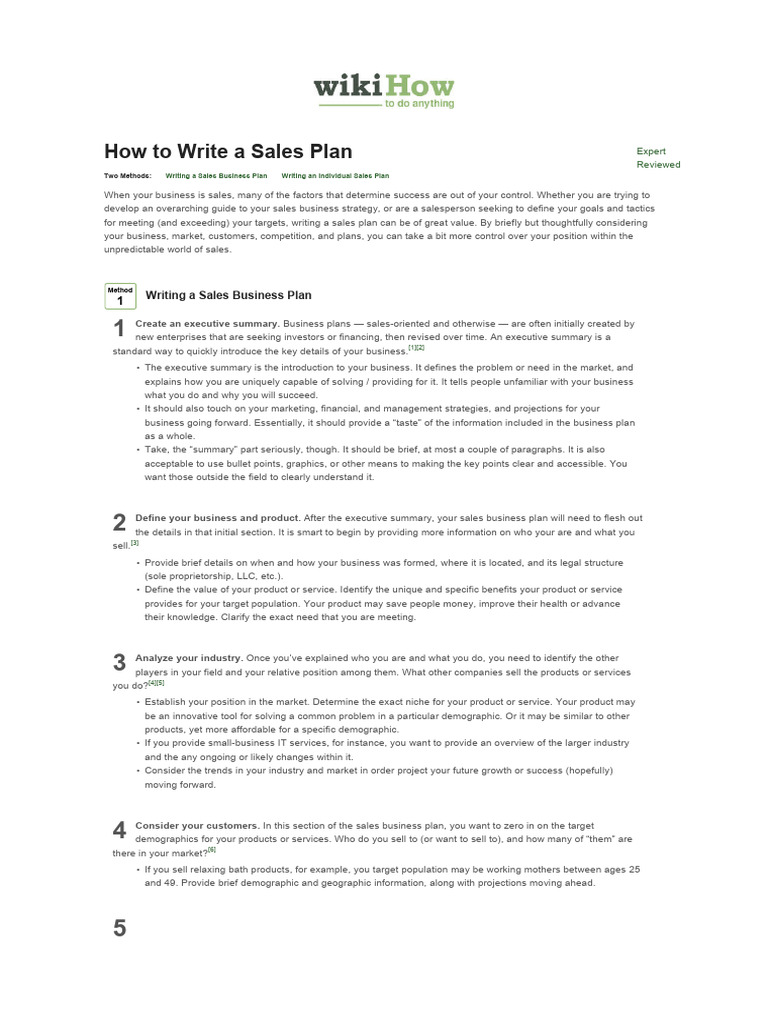 Wiki How - Sales Plan | PDF | Sales | Marketing