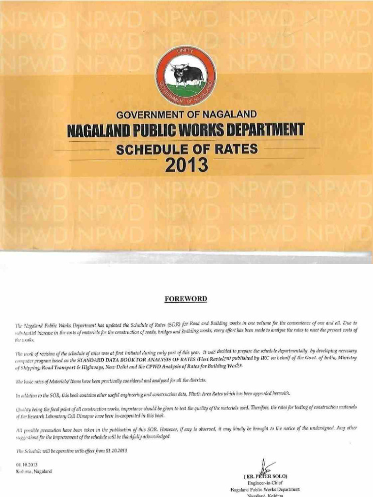 NPWD Schedule of Rates 2013 | PDF