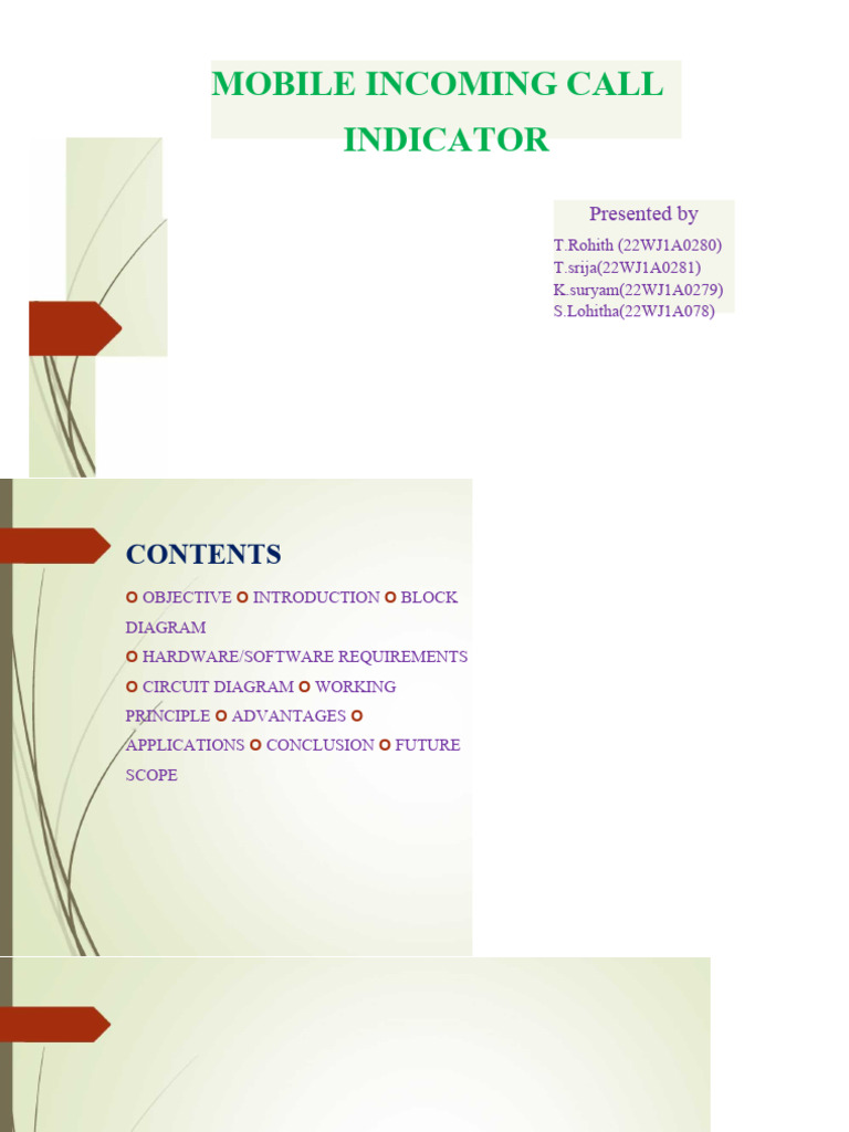 Mobile Incoming Call Indicator Project | PDF | Inductor | Electronic ...