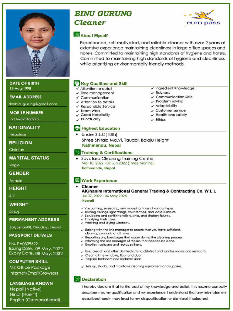 Binu Gurung CV | PDF