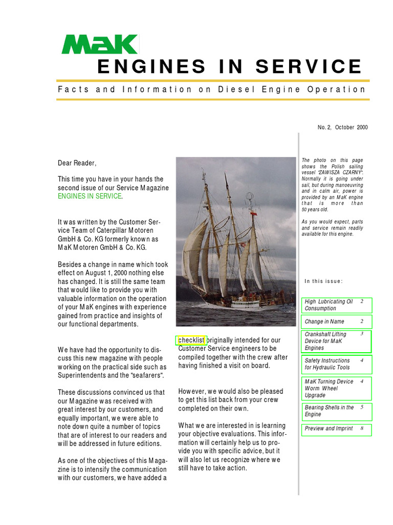 MaK Engine Service Insights | PDF | Bearing (Mechanical) | Turbocharger