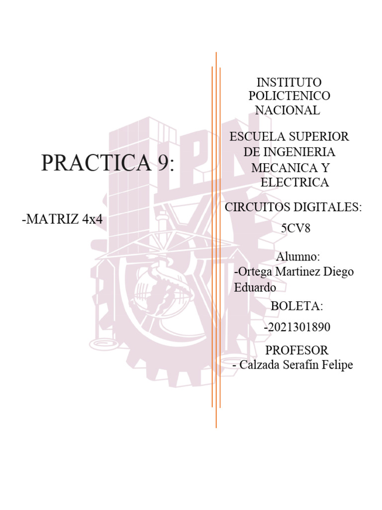 Practica 9 Matriz | PDF | Microcontrolador | Teclado