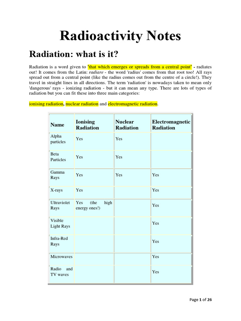 Radioactivty Notes | PDF | Radioactive Decay | Ionizing Radiation
