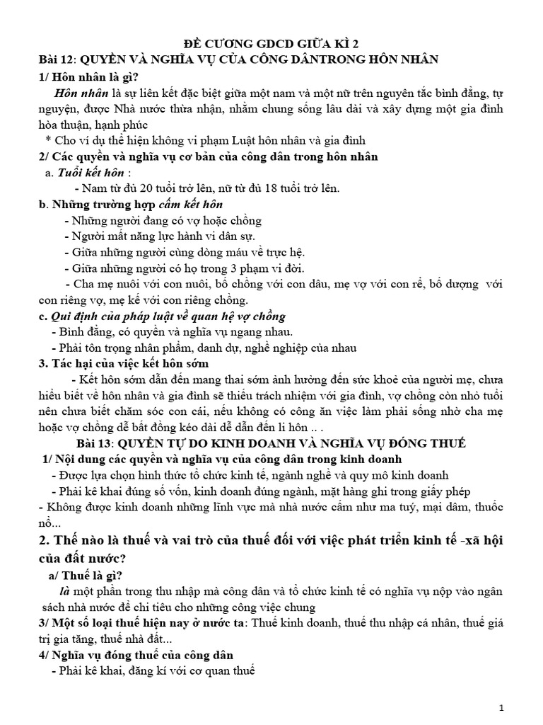 De Cuong GDCD 9 GK 2 - 2024 | PDF