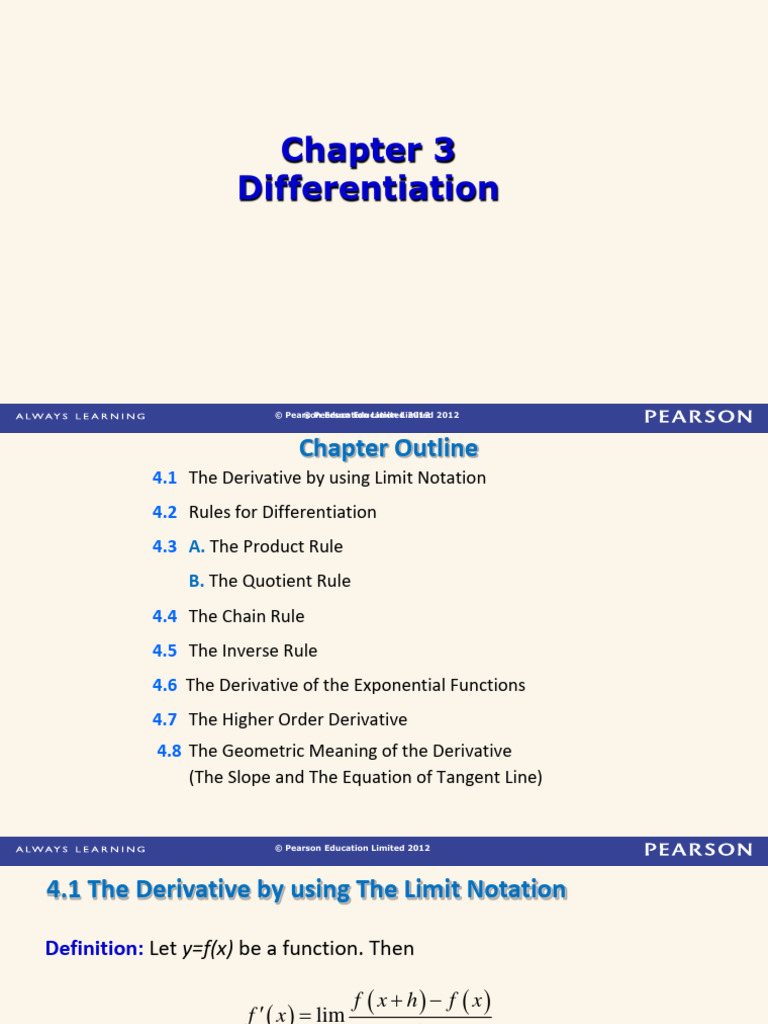 MATH104 - Chapter 3 Differentiation (Yeni) | PDF | Derivative | Tangent