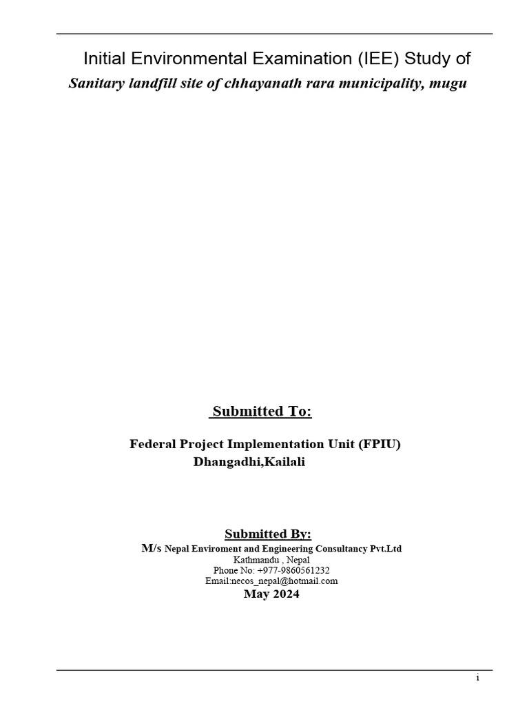 Initial Environmental Examination of Amargadhi Municipality - Docx1 ...