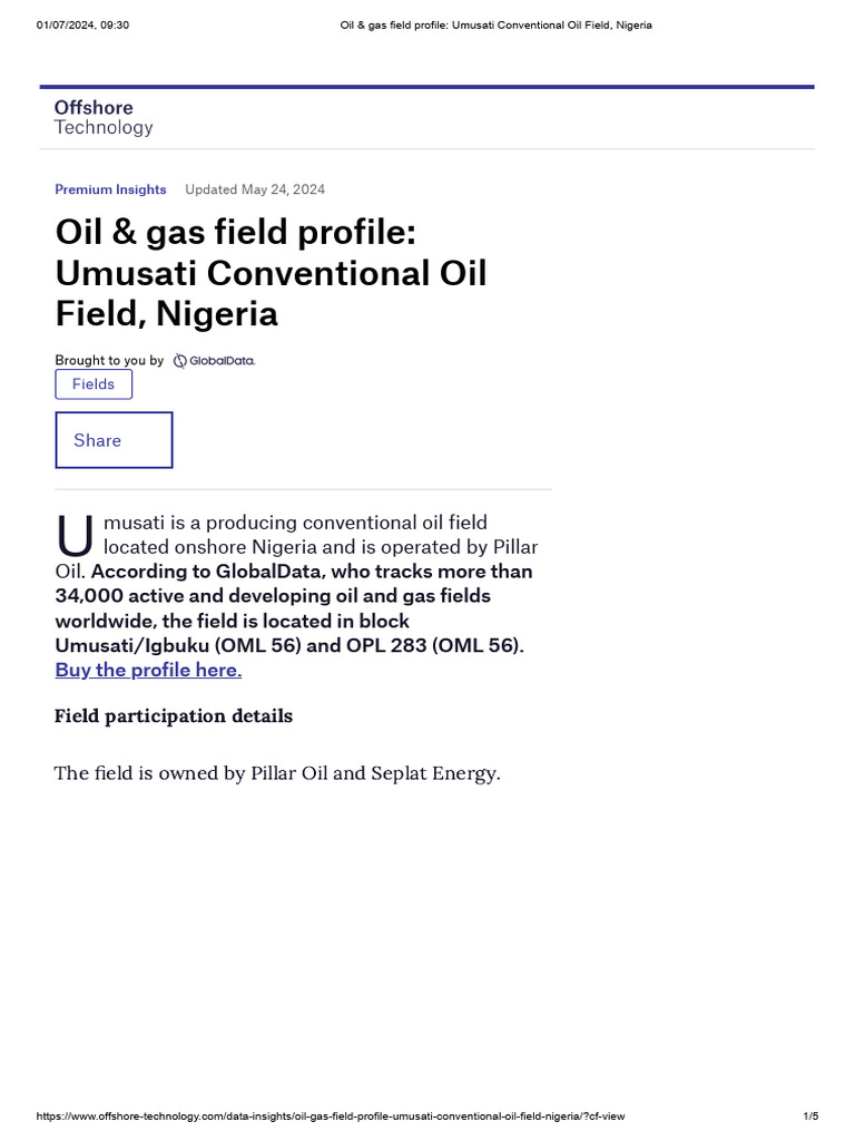 Umusati Oil Field Overview, Nigeria | PDF | Natural Gas | Petroleum ...