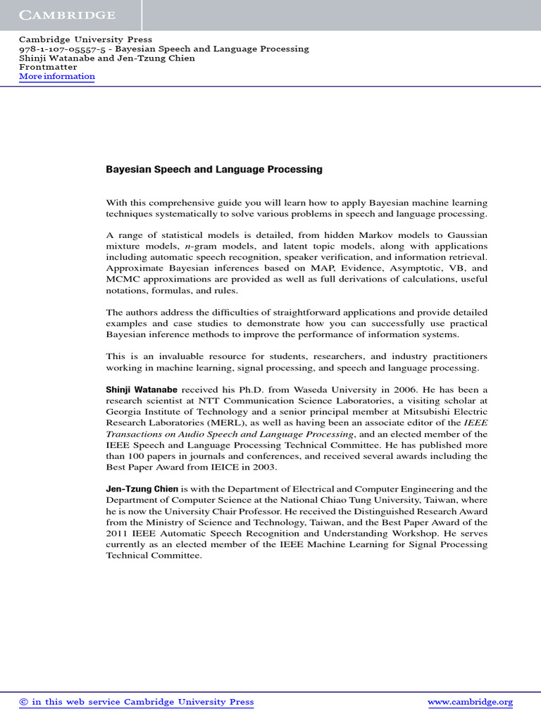 Bayesian Speech and Language Processing | PDF | Bayesian Inference | Statistical Inference