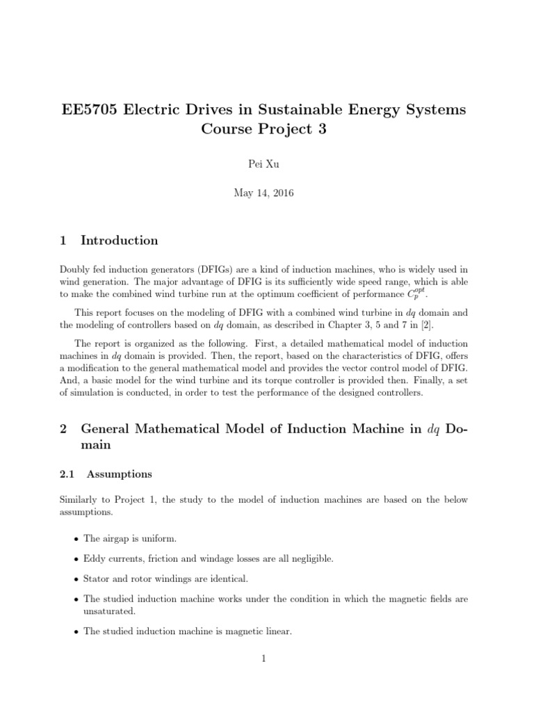 (EE5705) Project3 - DFIG Wind Turbine | PDF | Physical Quantities ...