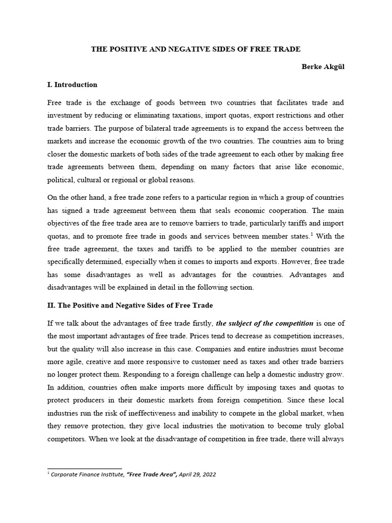 The Positive and Negative Sides of Free Trade | PDF | Free Trade | Exports