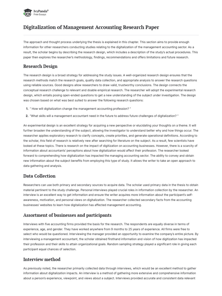 Digitalization of Management Accounting - 5761 Words - Research Paper ...