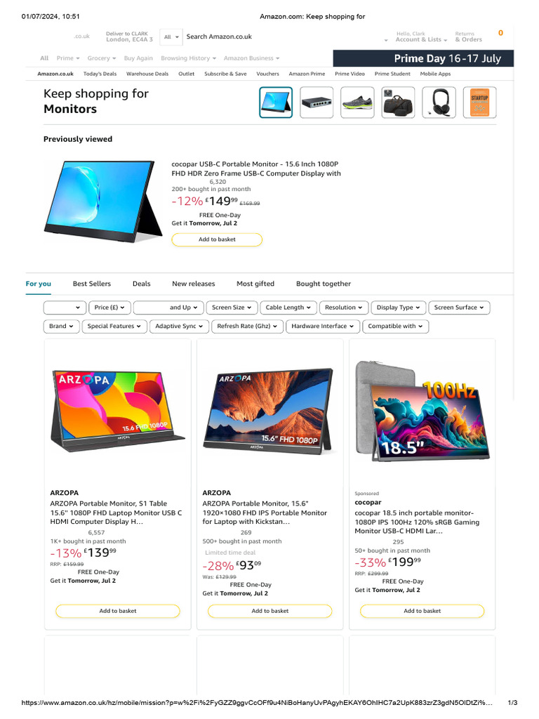 Shopping for Monitors on Amazon | PDF | Computer Monitor | Laptop
