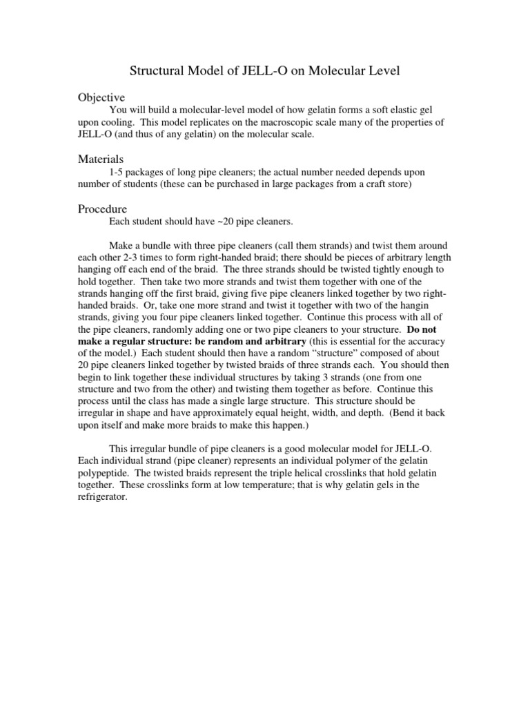 Structural Model of Jello On Molecular Level | PDF | Gelatin | Physical ...