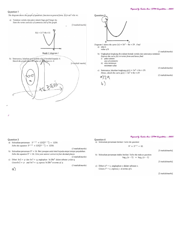 Mid Year Revision - Add Maths (1-4) - SPM 2023 | PDF