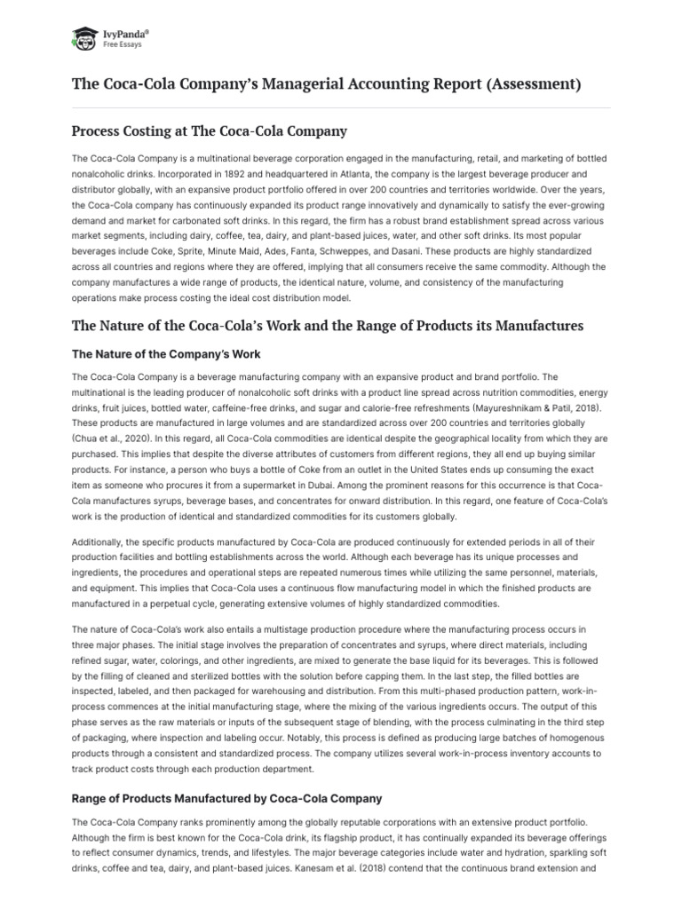 Coca-Cola's Process Costing Analysis | PDF | The Coca Cola Company | Drink