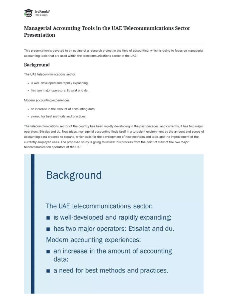Managerial Accounting Tools in The UAE Telecommunications Sector - 831 ...