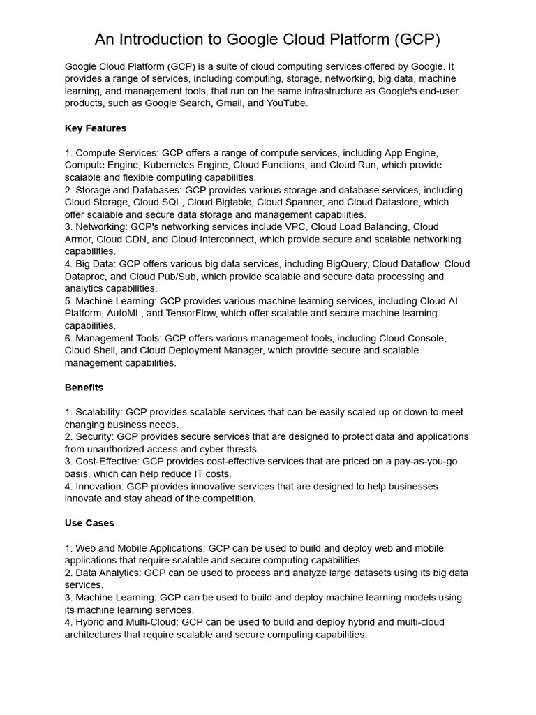 An Introduction To Google Cloud Platform (GCP) | PDF | Cloud Computing ... An Introduction To Google Cloud Platform (GCP) | PDF | Cloud Computing ...