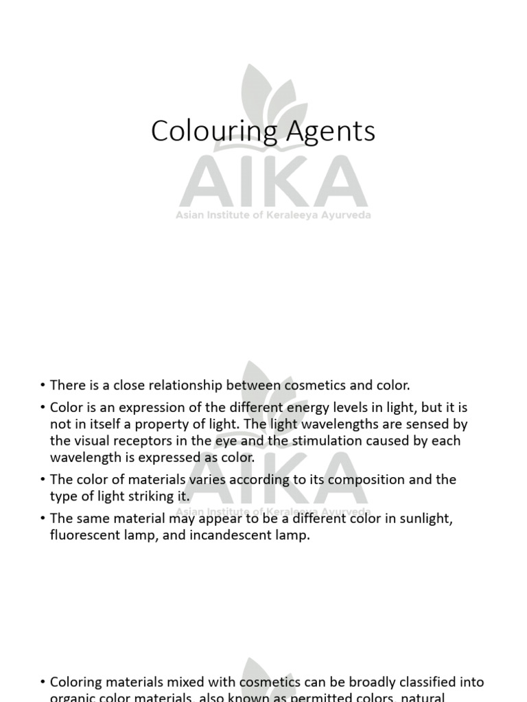 Types of Colouring Agents in Cosmetics | PDF