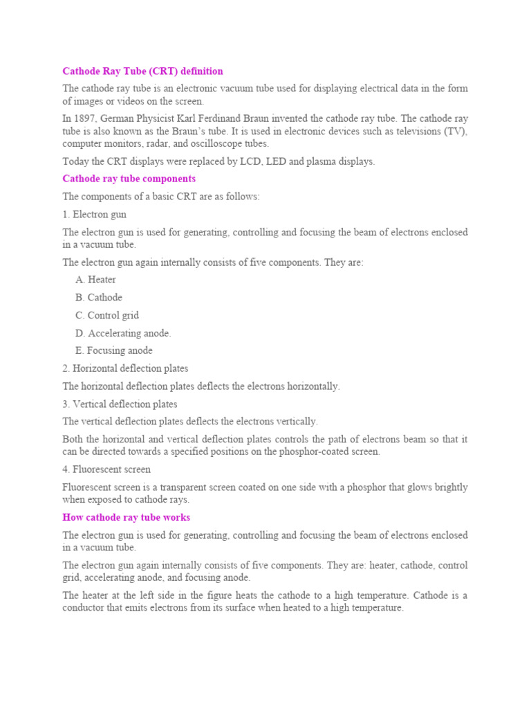 Cathode Ray Tube (CRT) Definition | PDF | Vacuum Tube | Cathode