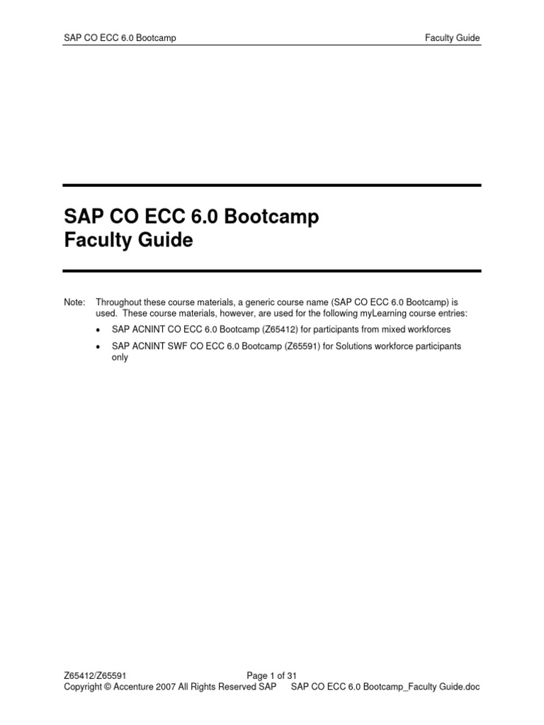 SAP CO ECC 6.0 Bootcamp - Faculty Guide | PDF | Cost | Cost Accounting