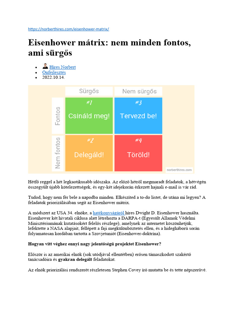 Eisenhower Mátrix | PDF