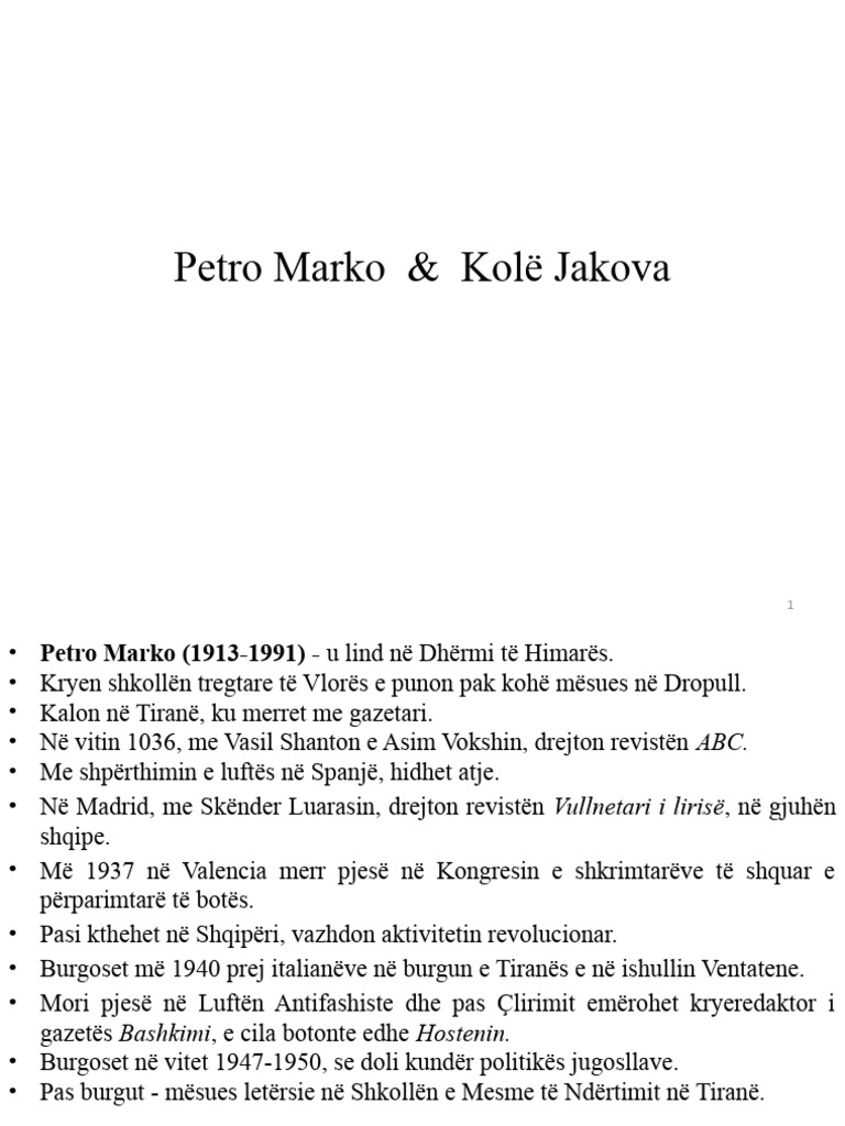 Petro Marko & Kolë Jakova | PDF