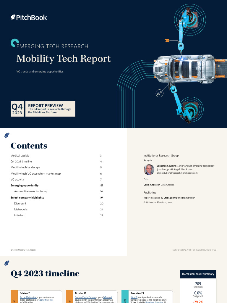Q4 2023 Mobility Tech Report Preview | PDF | 3 D Printing | Electric Vehicle