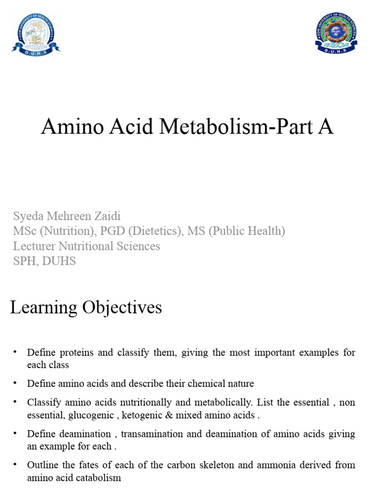 NHM Lec 4A Amino Acid Metabolism-MZ | PDF | Biosynthesis | Amino Acid