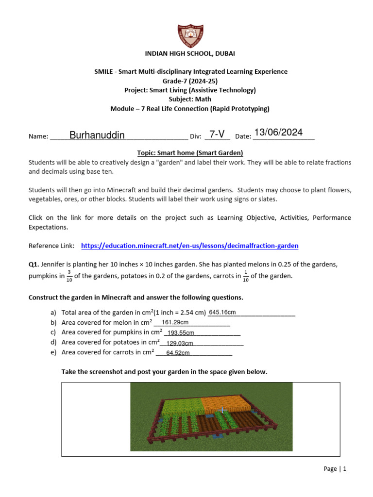 Grade-7 - Term-1-Rapid Prototyping Maths Real Life Connection Ans | PDF