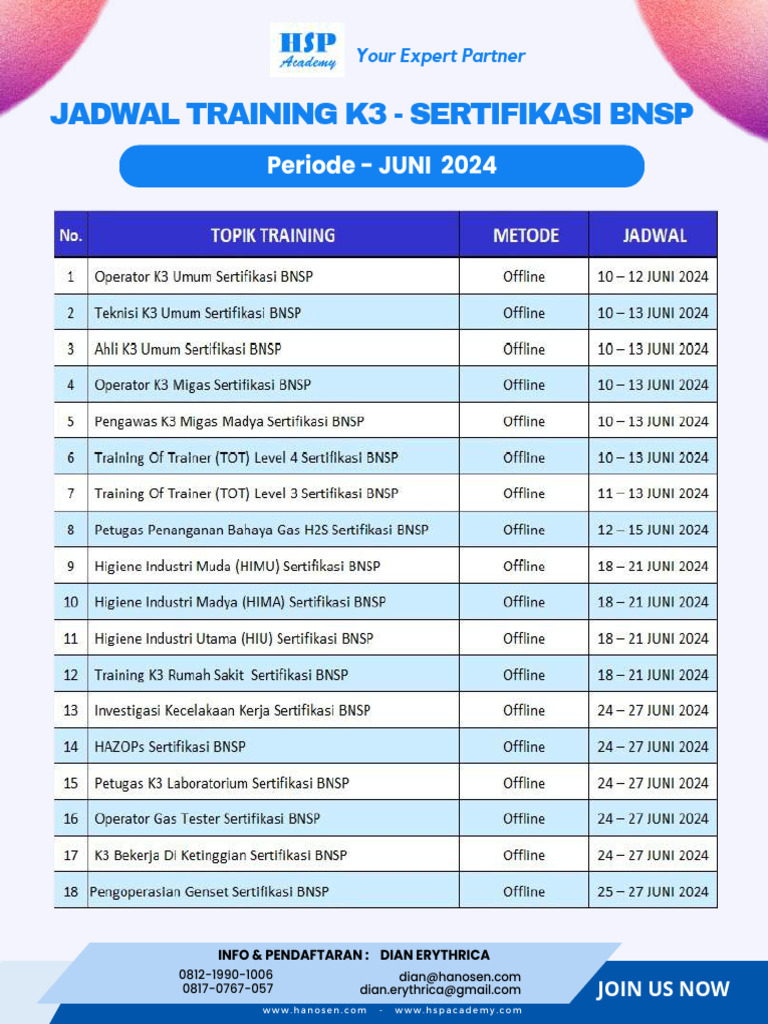 Brosur Training K3 Sertifikasi BNSP | PDF