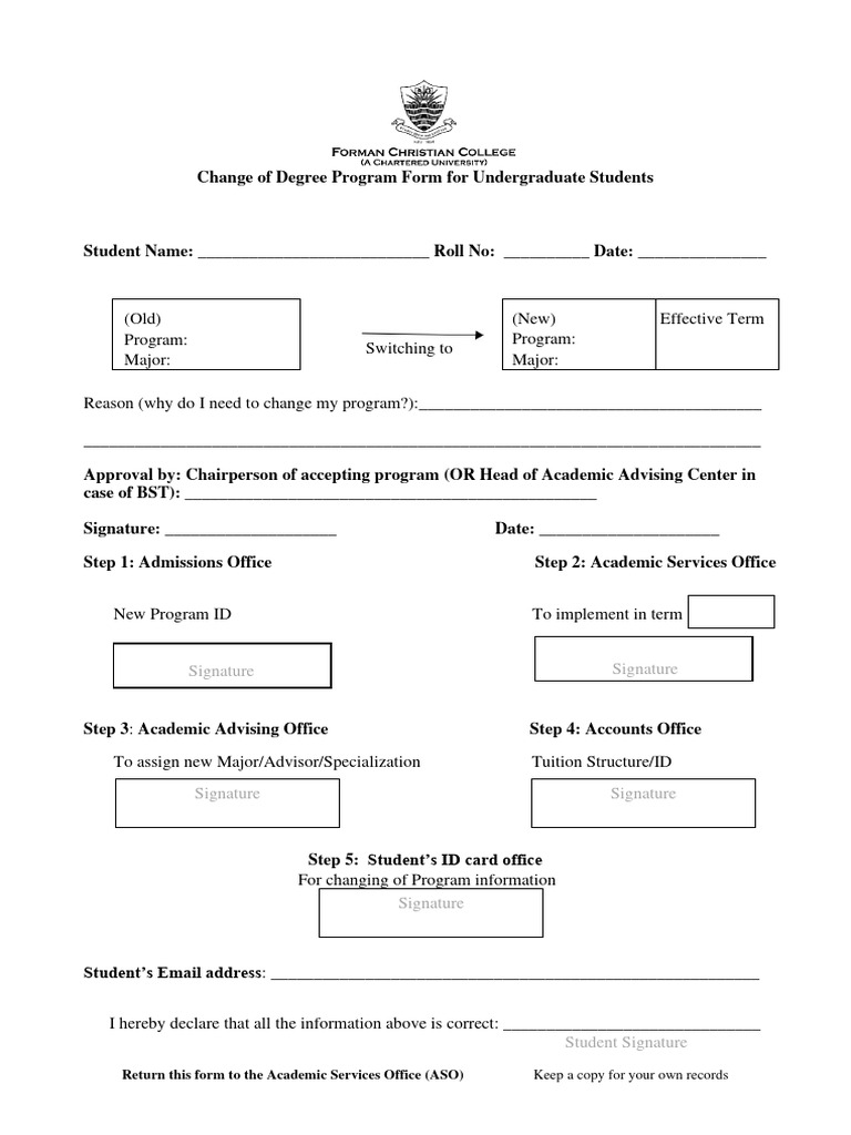 Change of Degree Program Form For Undergraduate Students 2 | PDF