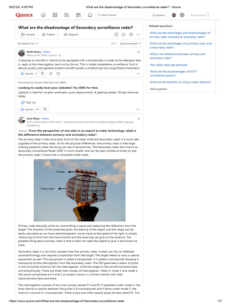 What Are The Disadvantage of Secondary Surveillance Radar - Quora | PDF ...
