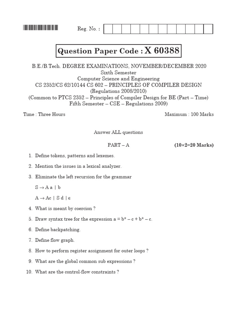 ND-2020-CS 2352-Principles of Compiler Design | PDF | Formalism (Deductive) | Computing