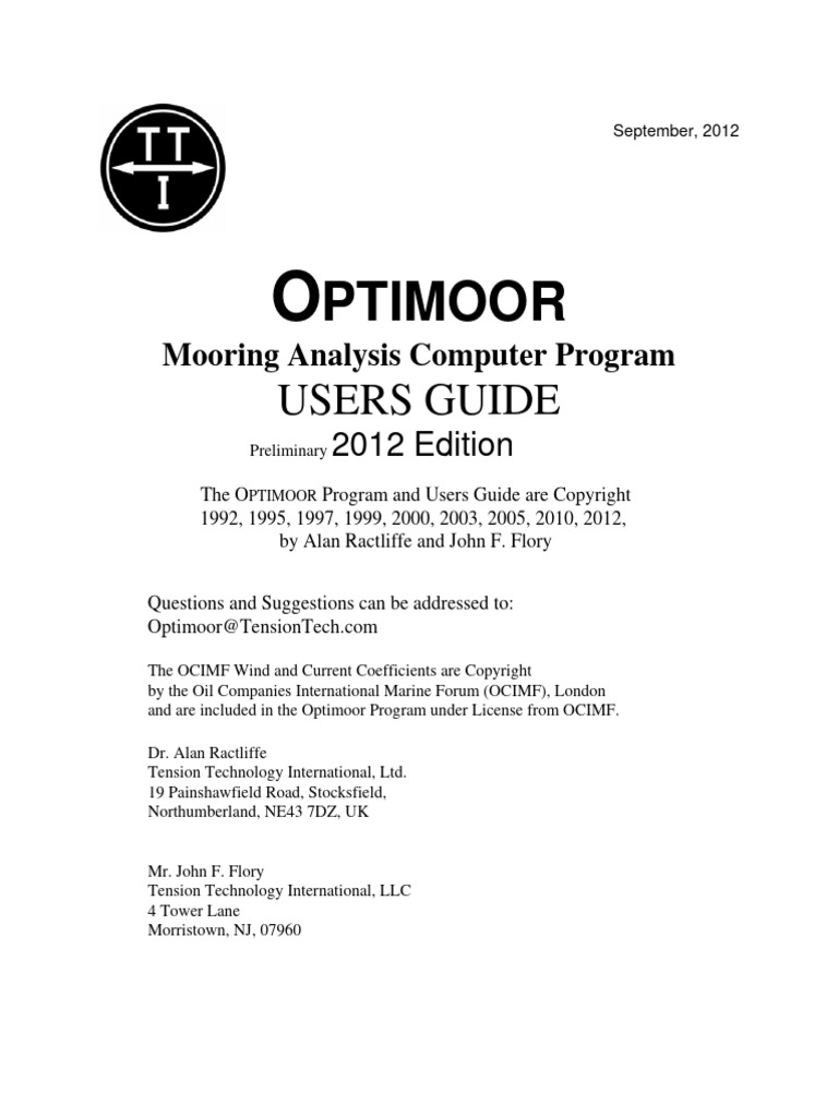 Optimoor Mooring Users Guide - BUENA | PDF | Computer File ...