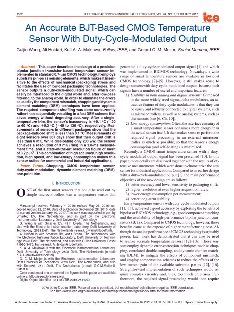 02-An Accurate BJT-Based CMOS Temperature Sensor With Duty-Cycle-Modulated Output | PDF | Sensor ...