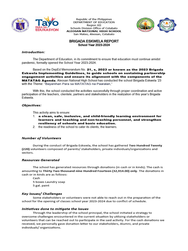 Brigada Eskwela Forms 2025 2026 Printable Calendar School Year