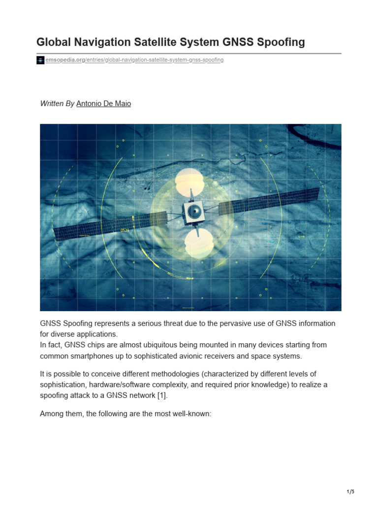 Global Navigation Satellite System Gnss Spoofing Pdf Global Positioning System Electronics
