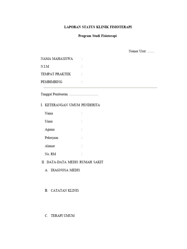 Blanko Kosong Status Klinis | PDF