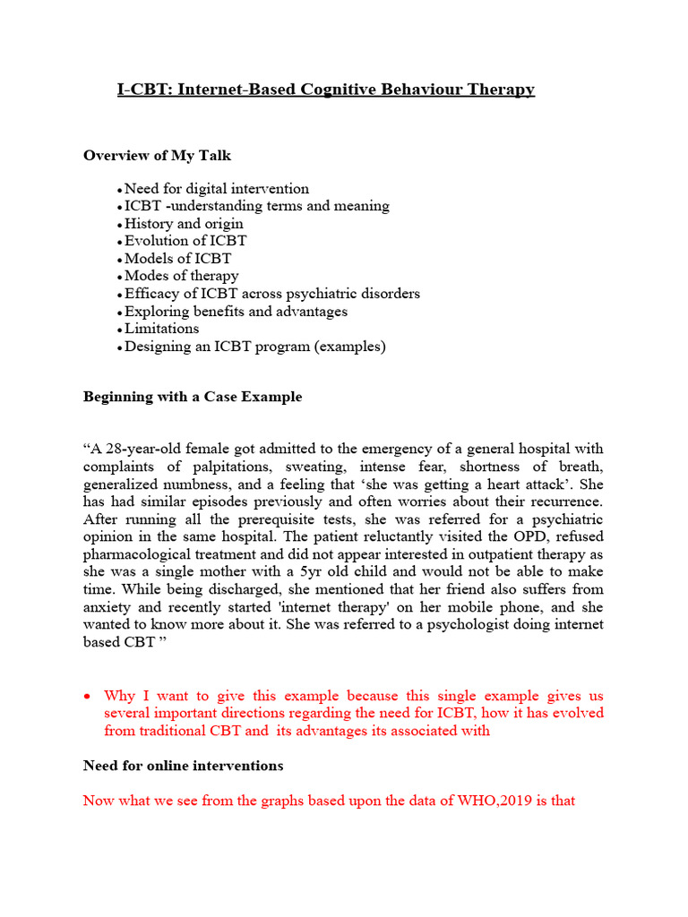 ICBT | PDF | Cognitive Behavioral Therapy | Psychotherapy