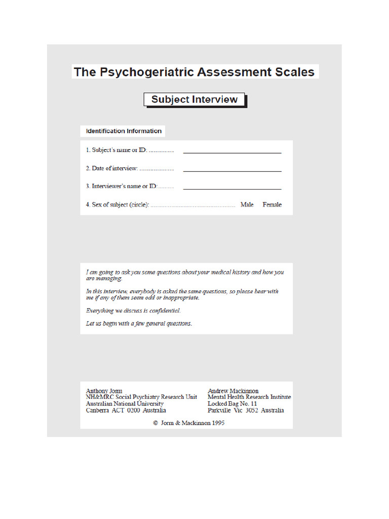 Cognitive Impairment Scale Pas | PDF
