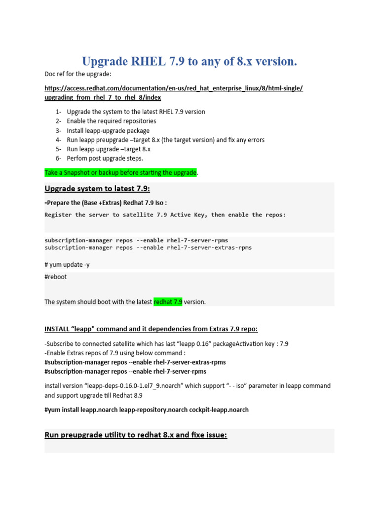 Upgrade From RHEL 7.9 To 8.9.V3 | PDF | Software Repository | Kernel ...