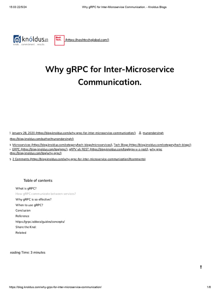 Why GRPC For Inter-Microservice Communication. - Knoldus Blogs | PDF ... Why GRPC For Inter-Microservice Communication. - Knoldus Blogs | PDF ...