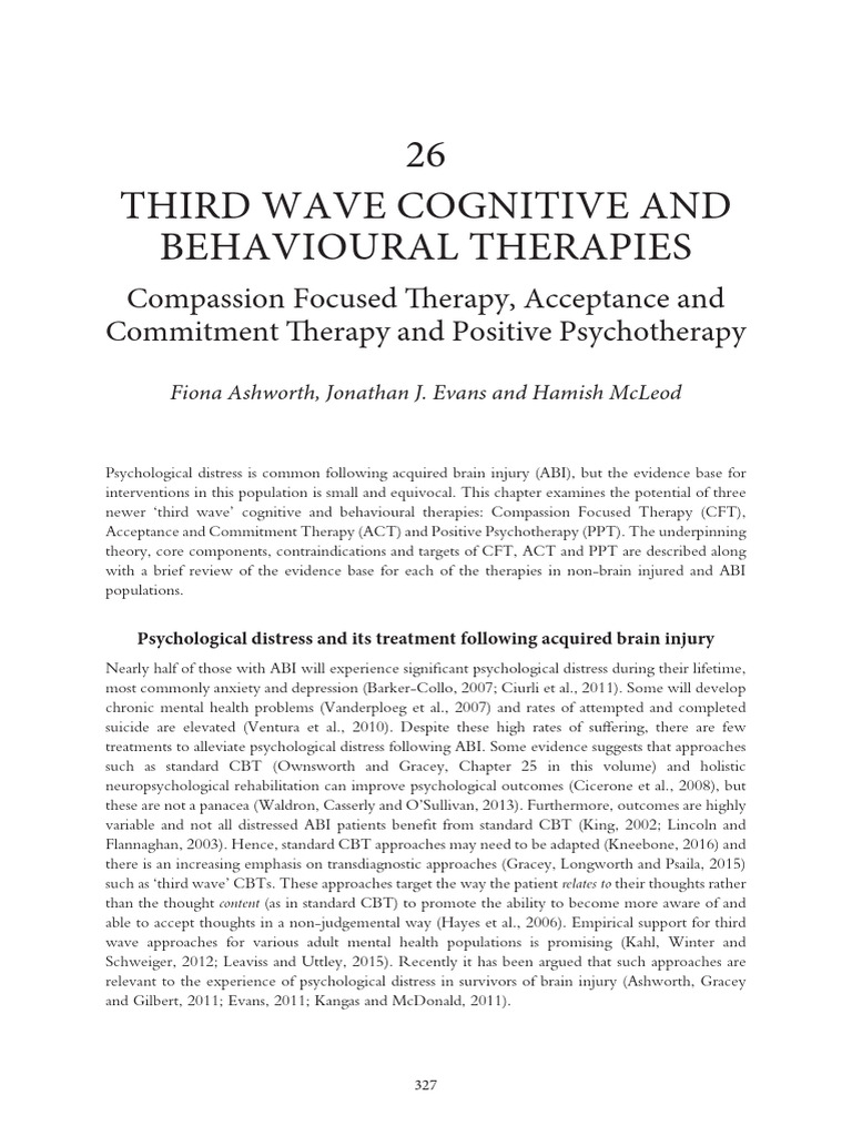 Third Wave Cognitive and Behavioural Therapies | PDF | Psychotherapy | Cognitive Behavioral Therapy
